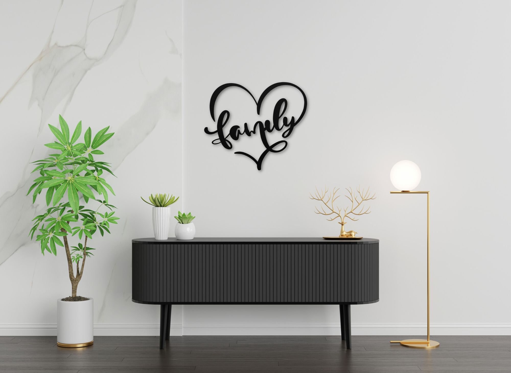 Metal Word Art Family Sign Cursive Script Family Metal Wall Decor ...