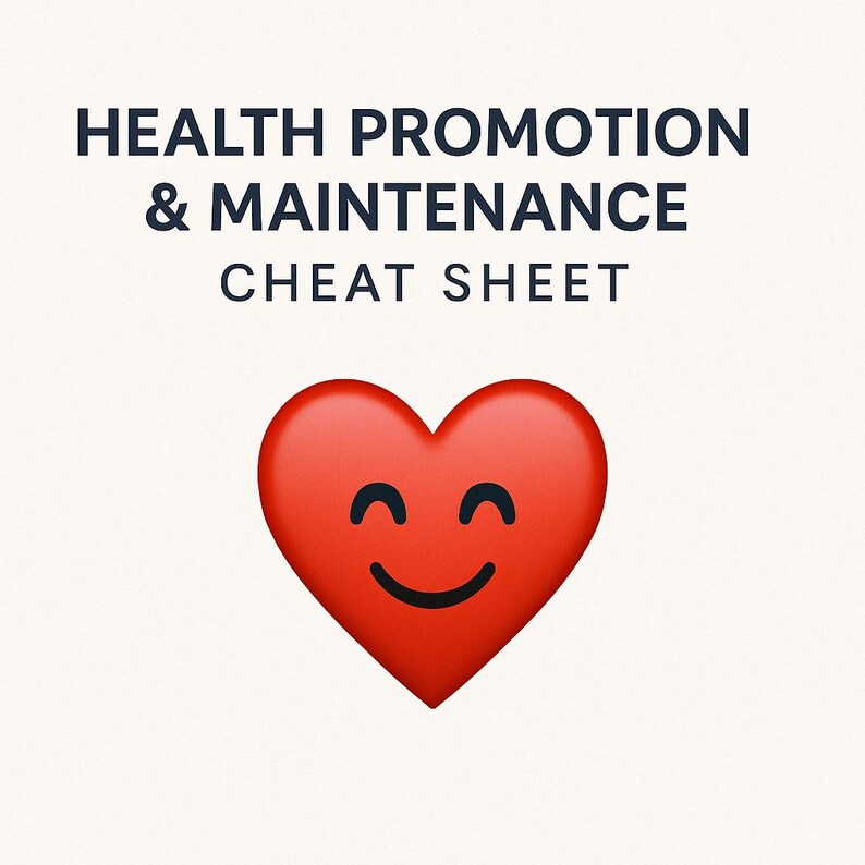 Health Promotion & Maintenance Cheat Sheet PDF | Health Promotion and ...