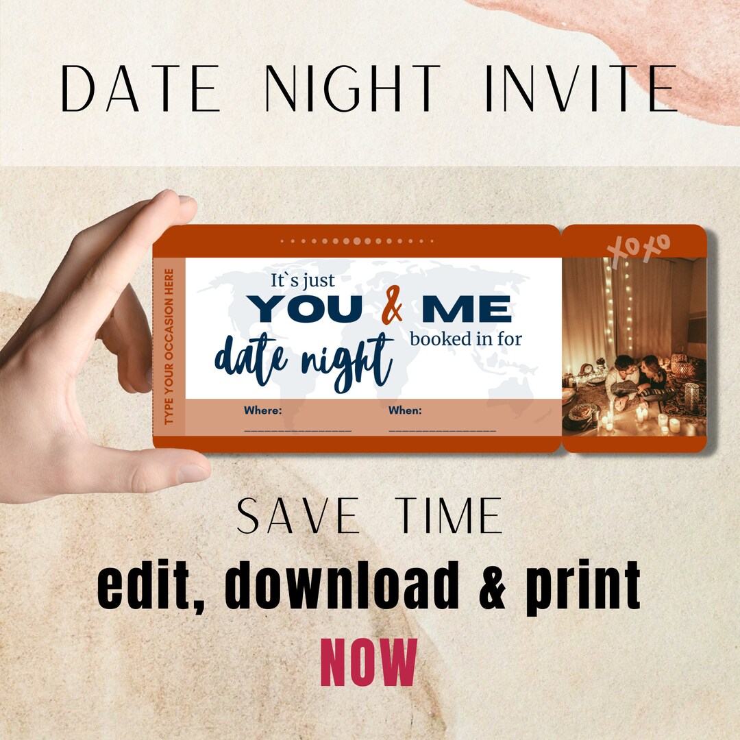 Date Night Invitation Template Fun Date Ideas Printable Personalized ...