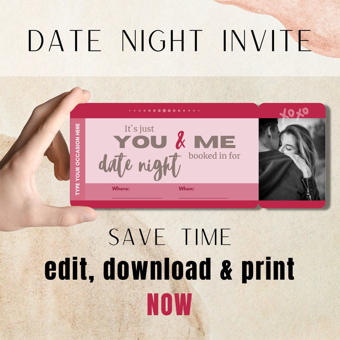 Romantic Date Idea E-vite Editable Happy Anniversary Gift for Him ...
