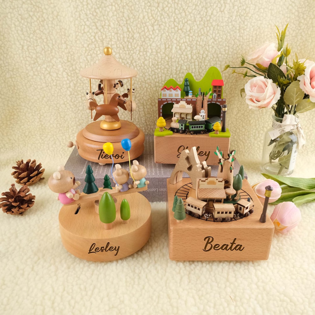 Custom Wooden Train Music Box, Wooden Baby Toys, Personalized Wooden ...