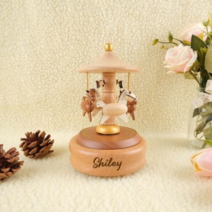 Custom Music Box, Musical Carousel, Handmade Personalized Wooden ...