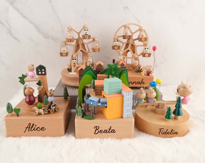 Customwooden Train Music Box/wooden Baby Toyspersonalized Wooden Music ...