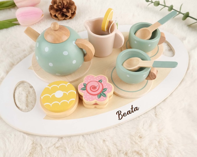 Pretend PLAY Blue White Porcelain TEA SET W Stripes and Hearts and ...