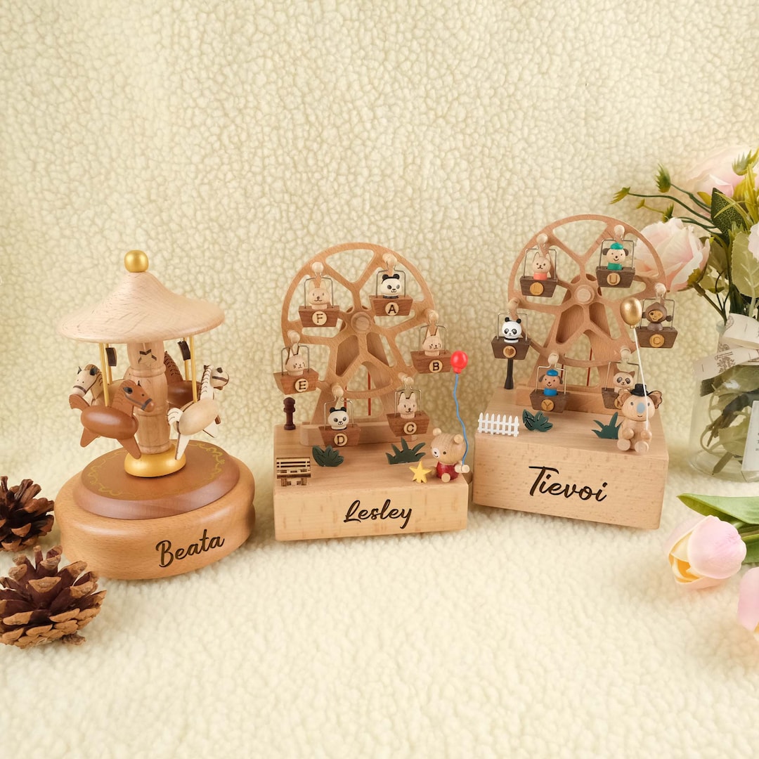 Custom Music Box, Musical Carousel, Handmade Personalized Wooden ...