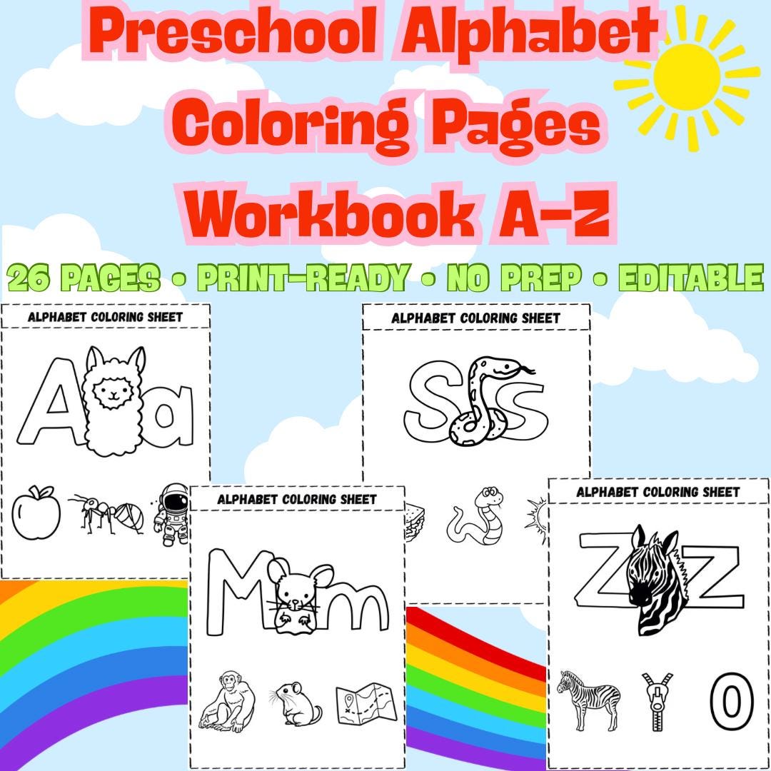 Alphabet Coloring Pages | ABC Workbook, Preschool Activity (printable ...