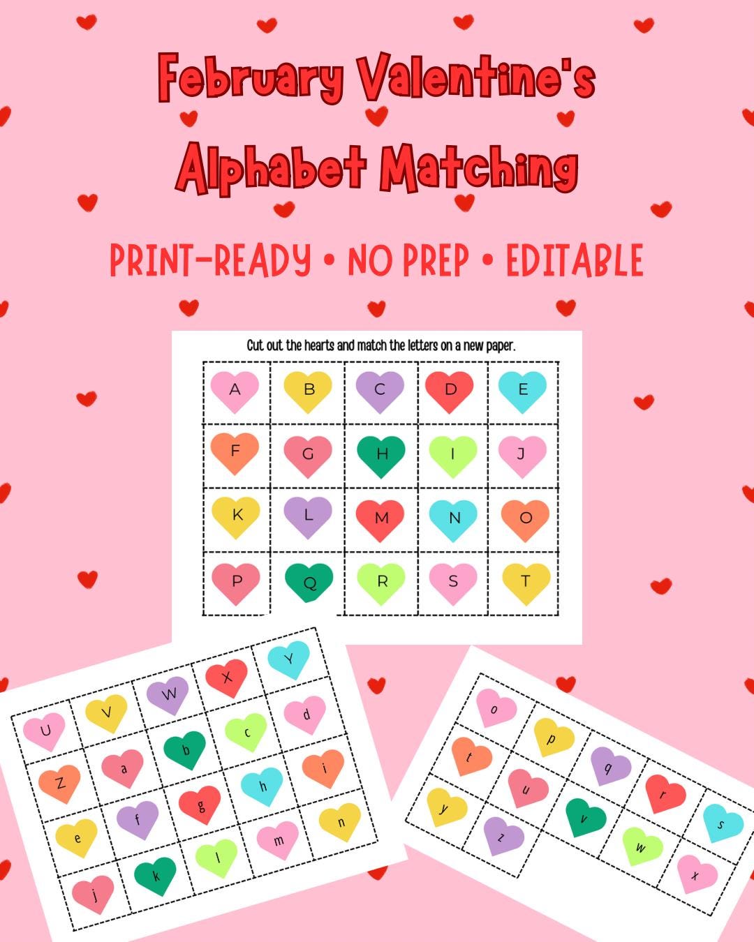Valentine’s Day Alphabet Matching Activity | Preschool Letter ...