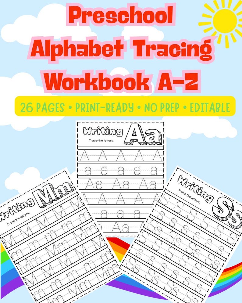 Alphabet Tracing Workbook | Pre-k Handwriting Practice (printable PDF ...