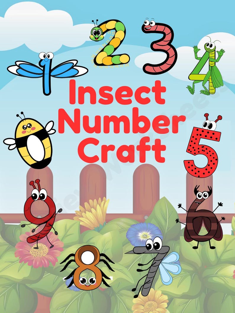 Kindergarten Spring Crafts Bundle, Insect & Number Cut Paste Activities ...