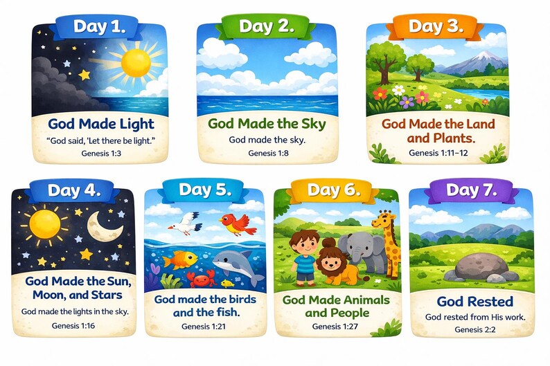 7 Days of Creation | Preschool Bible Story Activities (editable PDF) - Etsy