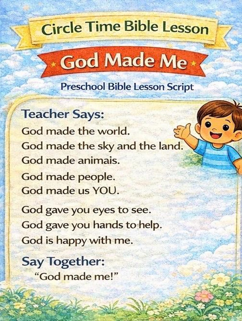 God Made Me Christian Preschool Bible Unit – Faith-based Lessons (PDF ...