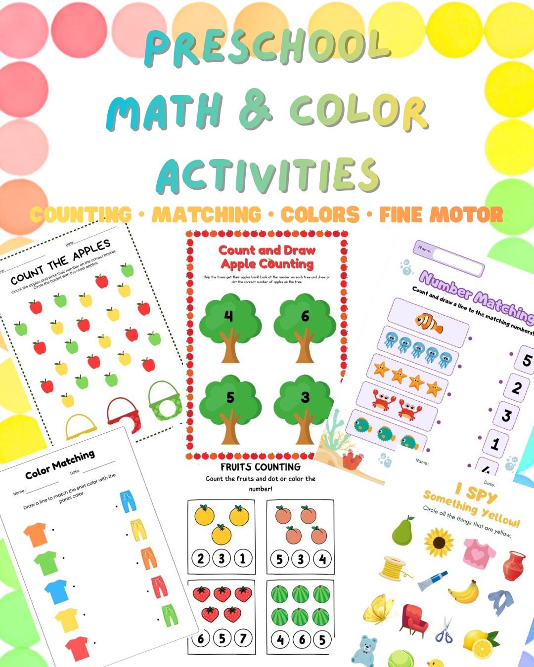 Preschool Math Worksheets | Counting 1–10, Number Recognition & Color ...