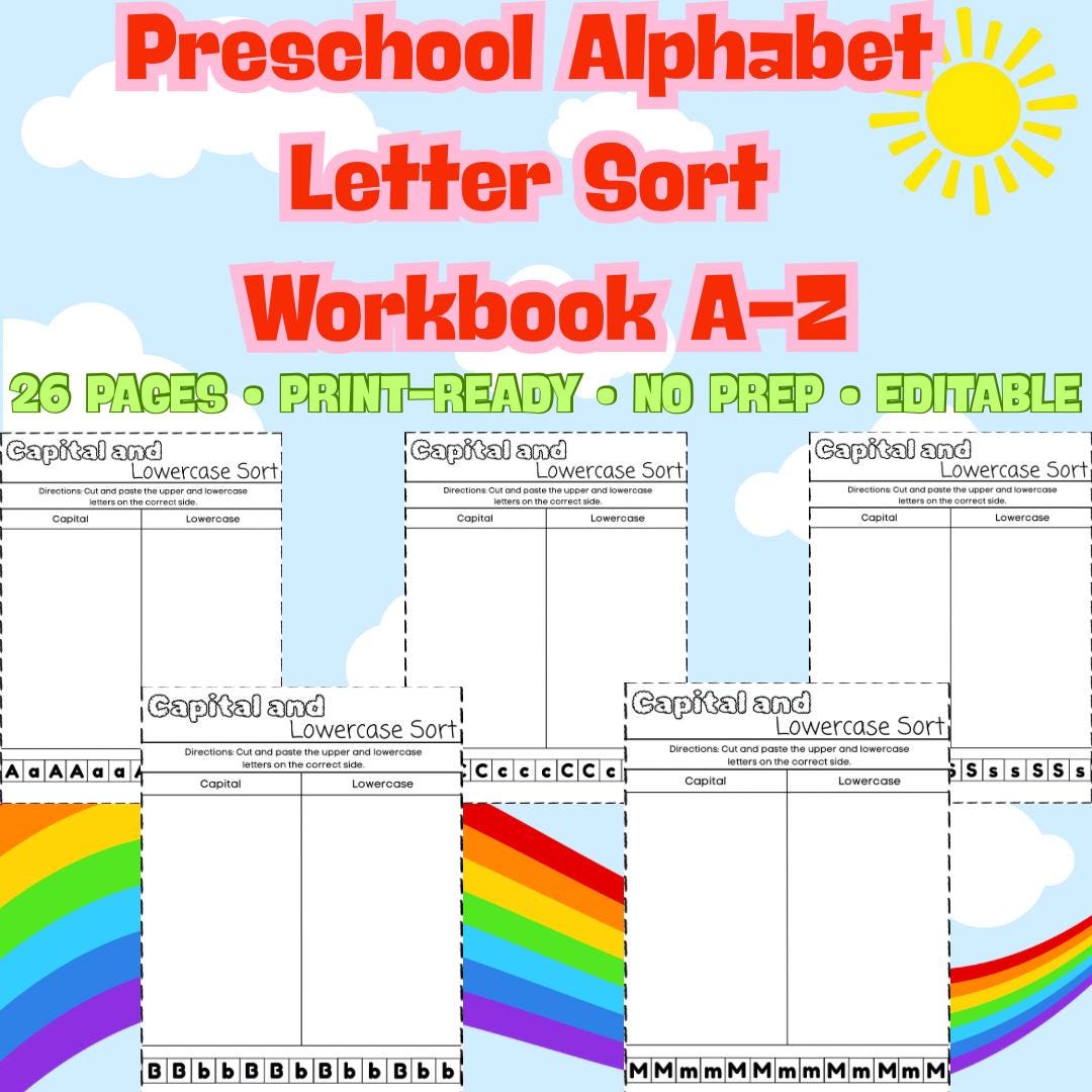 Alphabet Letter Sorting Worksheets Printable | Uppercase Lowercase ...