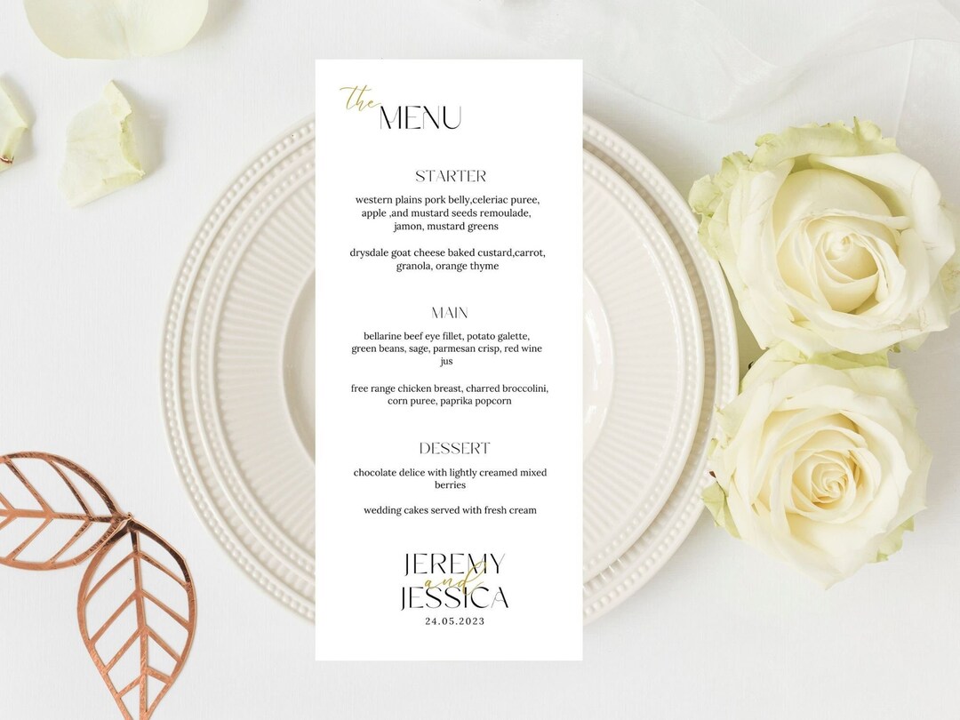Wedding Menu Template, Wedding Menu Design, Wedding Menu Card Templates ...