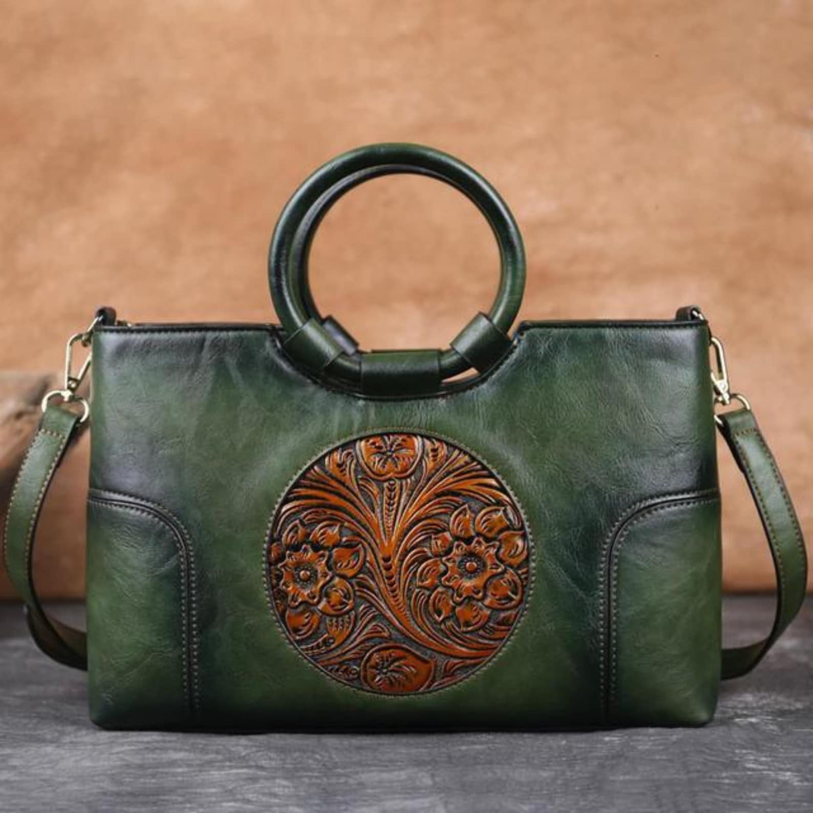 New High Quality Leather Women Handbag Retro Handmade Embossed - Etsy