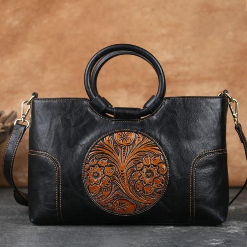 New High Quality Leather Women Handbag Retro Handmade Embossed - Etsy