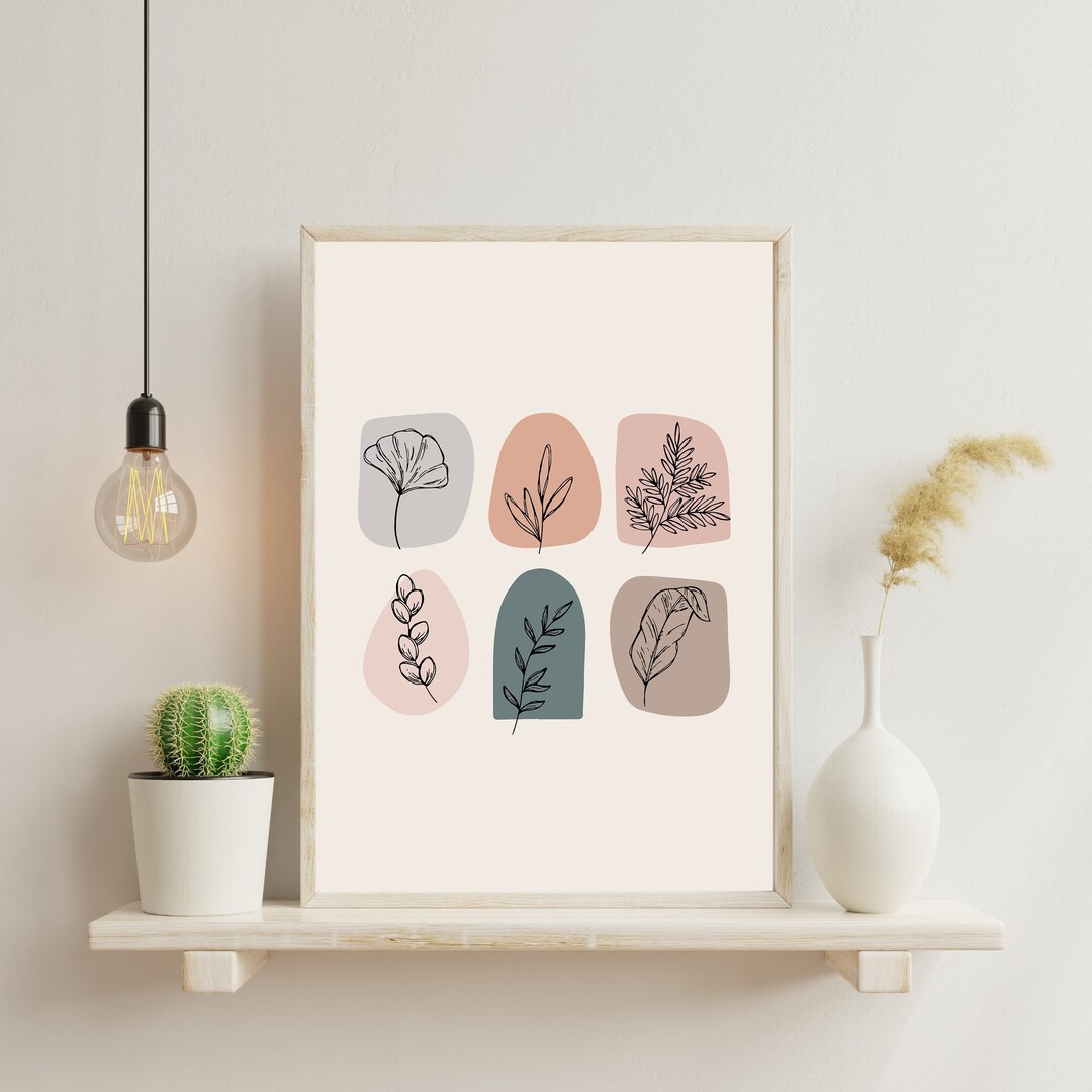 Boho Plant Print | Bohemian Minimalist Home Decor | Mid Century Modern ...