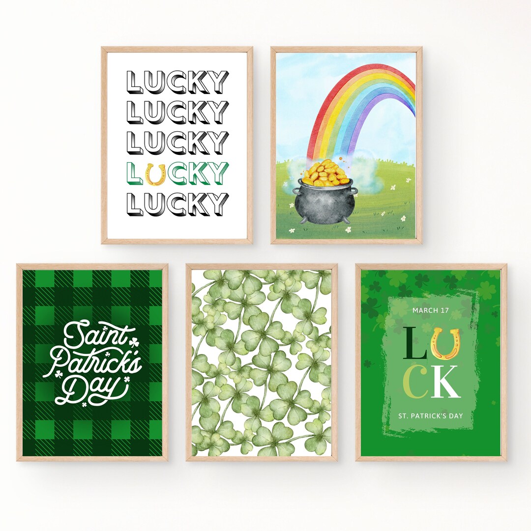 St Patrick's Day Lucky Bundle Printable Wall Art Set of 5 Holiday Home ...