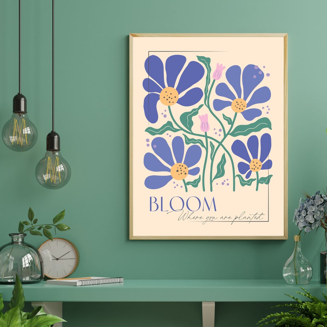 Bright Abstract Flower Botanical Print Flower Market Poster Purple ...
