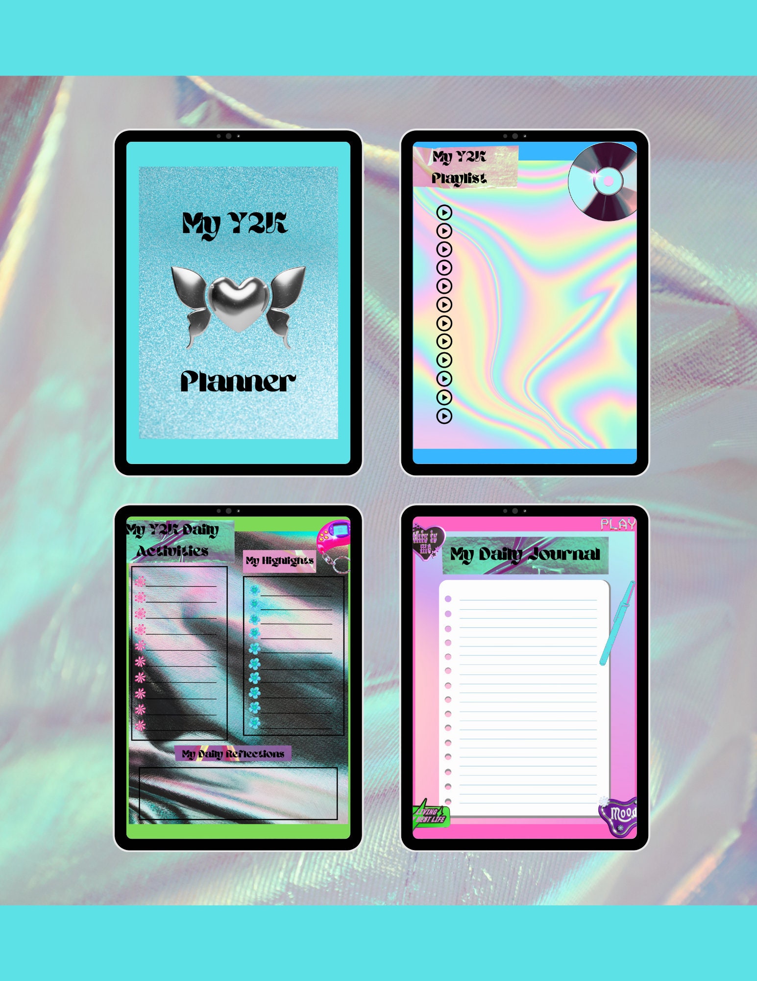 Y2K Digital Planner, Futuristic Planner, Alien Planner, Holographic ...
