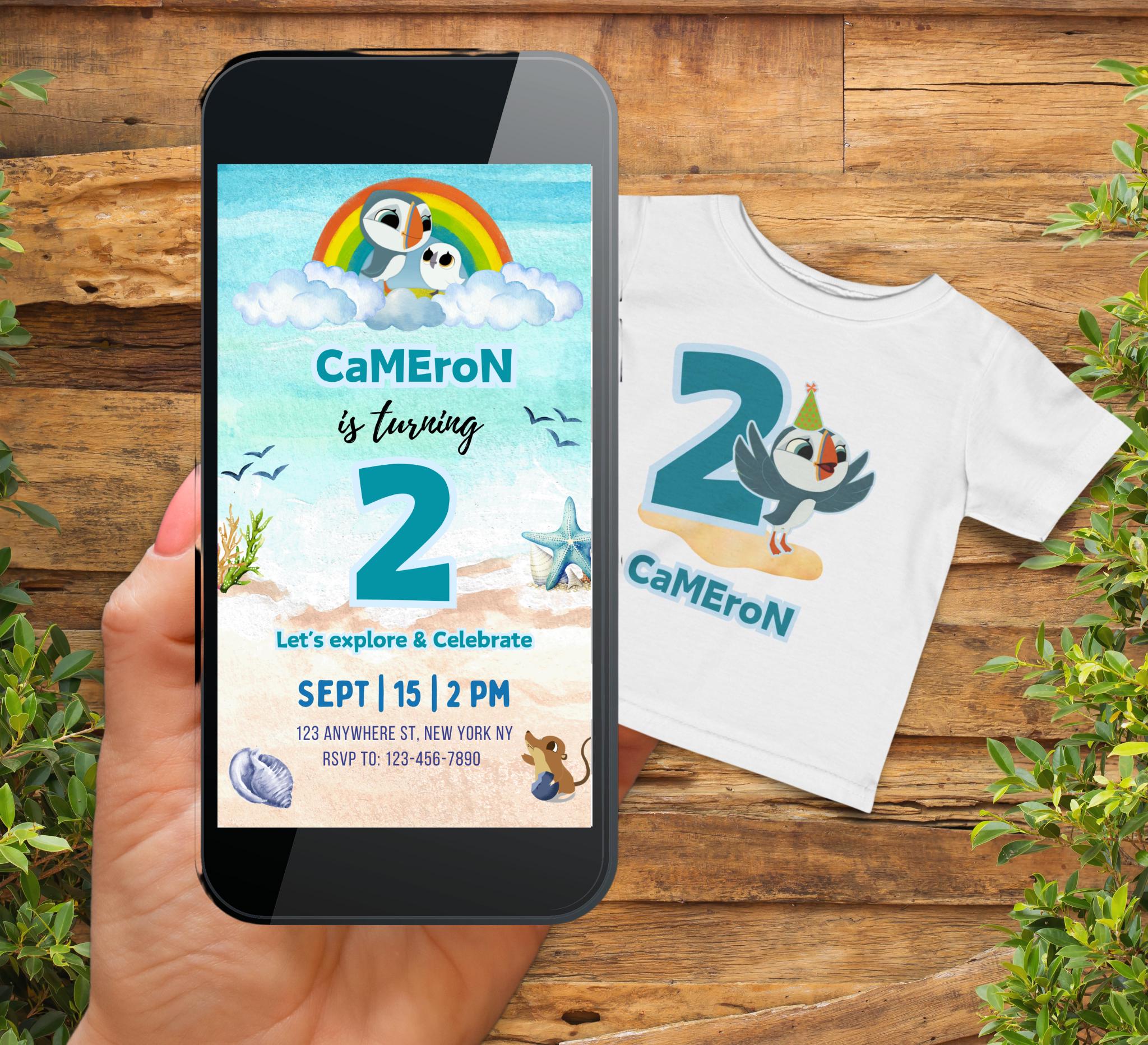 Puffin Rock Invitation, Puffin Rock Birthday Shirt, Personalized Puffin ...