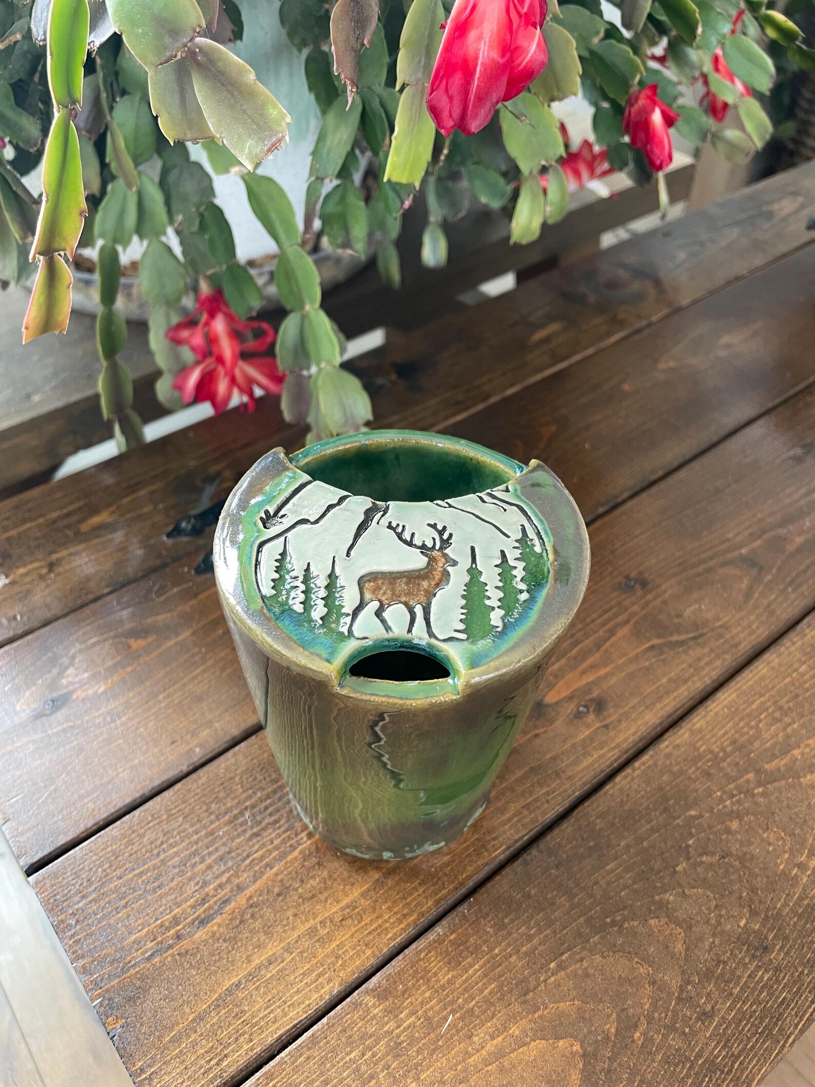 Ceramic Elk Mountain Travel Mug To-go Cup Handmade Sipper Stoneware - Etsy