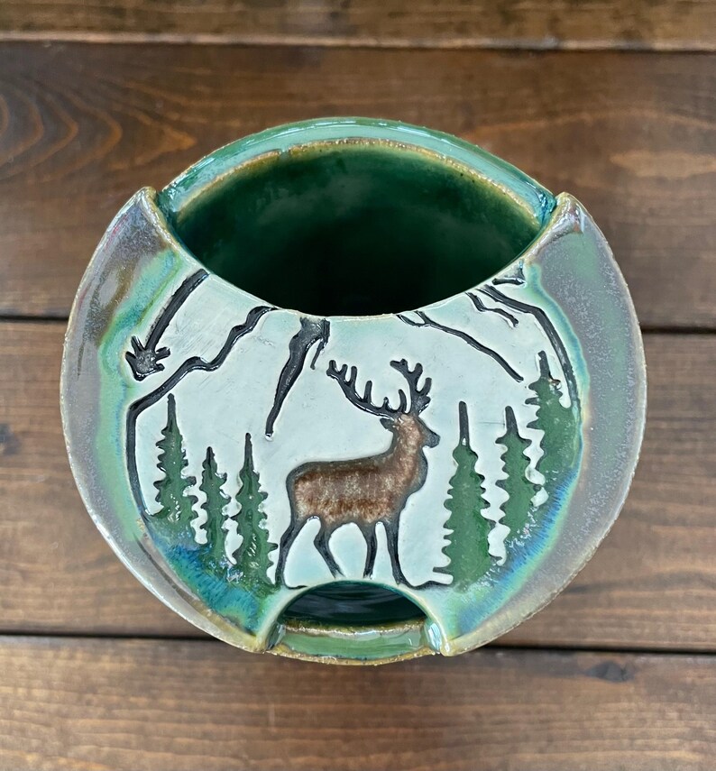 Ceramic Elk Mountain Travel Mug To-go Cup Handmade Sipper Stoneware - Etsy