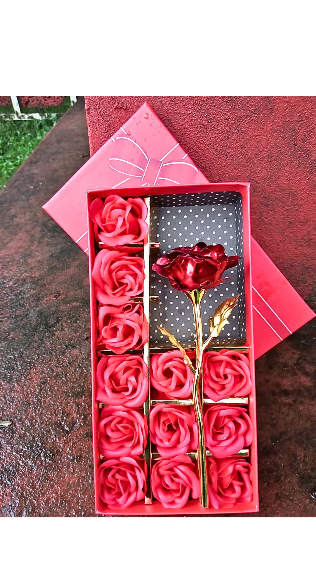 24K Gold Plated Red Rose Real,handcrafted(7-inches) Rose With Red Top ...