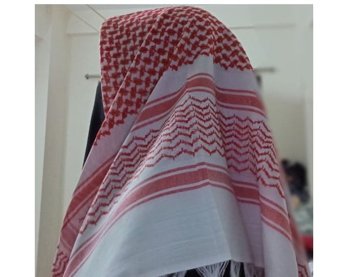 Palestine Red White Keffiyeh Kufiya Scarf (48*48)free Palestine ...