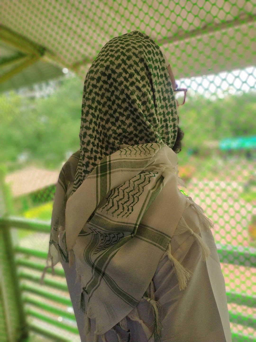 Palestine Green White Keffiyeh Kufiya Scarf (45*45)free Palestine ...