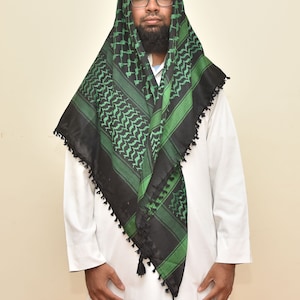 Dark Green Palestine Keffiyeh Scarf: Traditional Arab Kufiya With ...