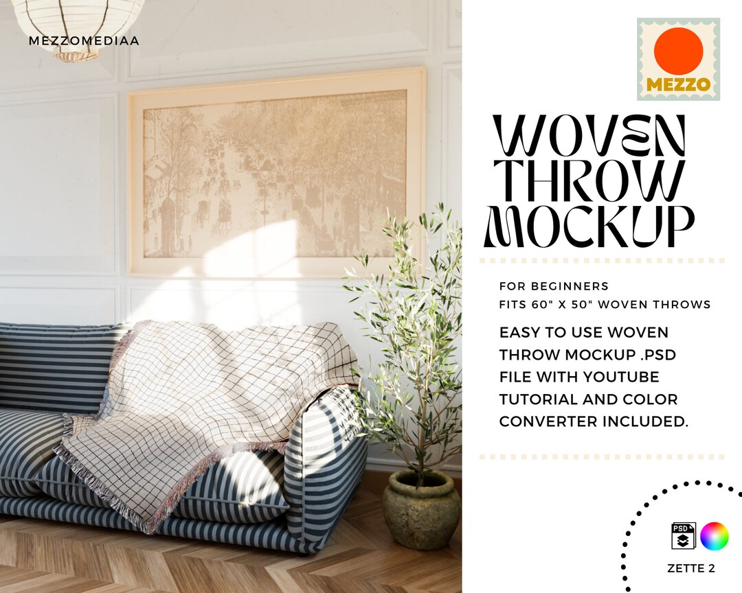 Woven Throw Blanket Mockup Template: Easy Photoshop Use (60" X 50") - Etsy