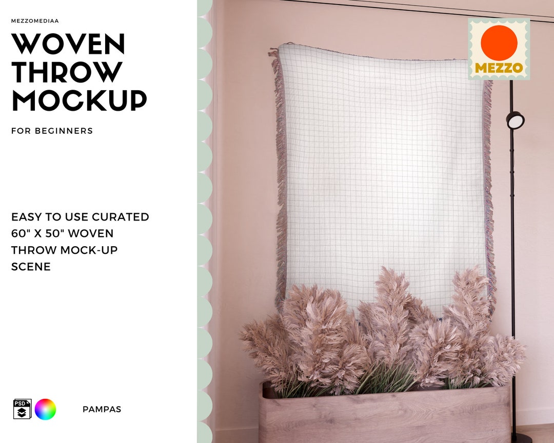 PAMPAS - Woven Throw Blanket Mockup Template - Beginner - Easy to Use ...