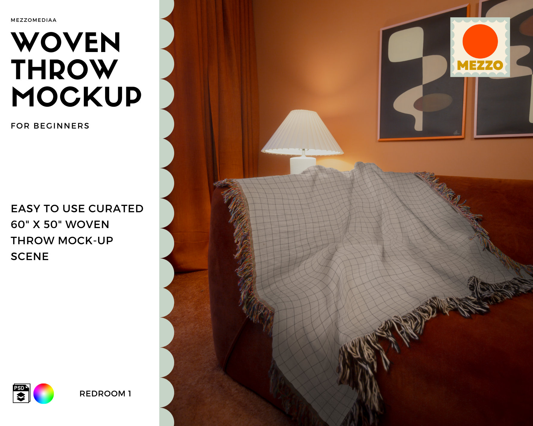 REDROOM - Woven Throw Blanket Mockup Template - Beginner - Easy to Use ...