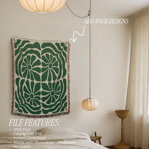 Woven Throw Mockup: 37" X 52", Textured Living Room (photoshop/canva ...