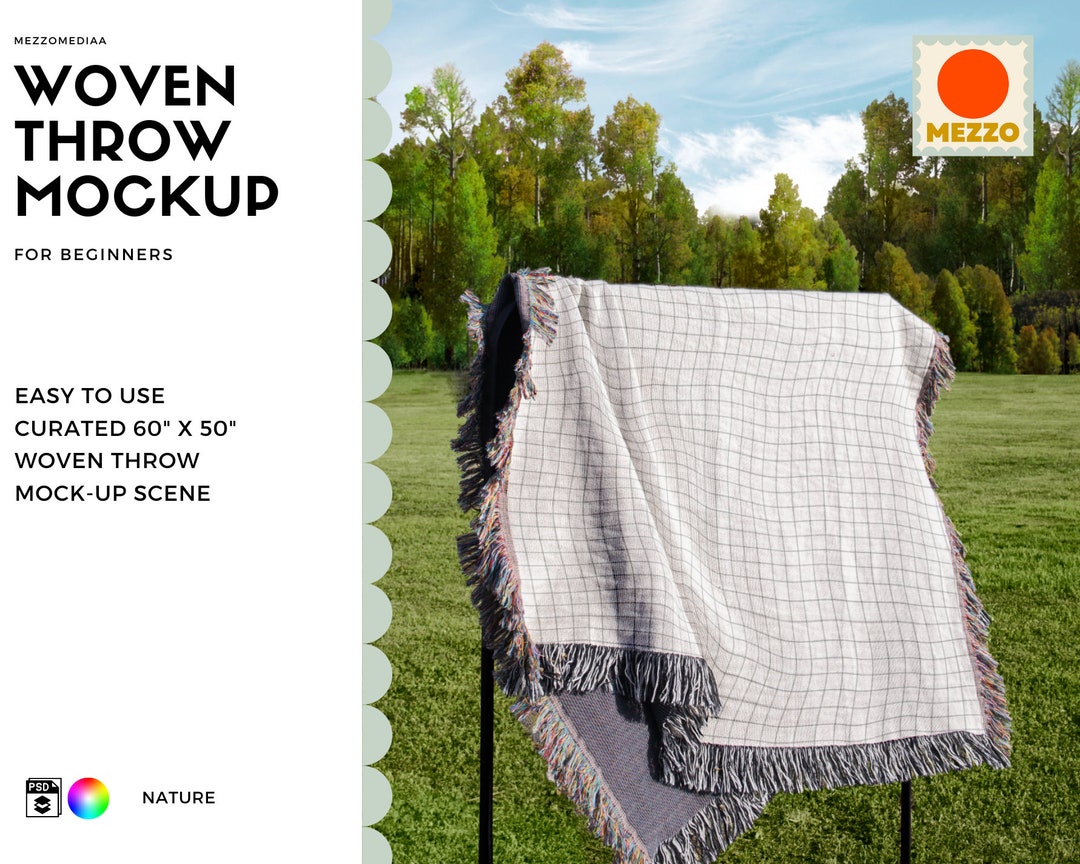 NATURE - Woven Throw Blanket Mockup Template - Beginner - Easy to Use ...