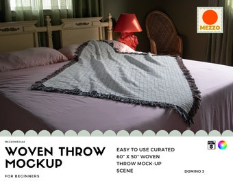 PAMPAS Woven Throw Blanket Mockup Template Beginner Easy to Use ...