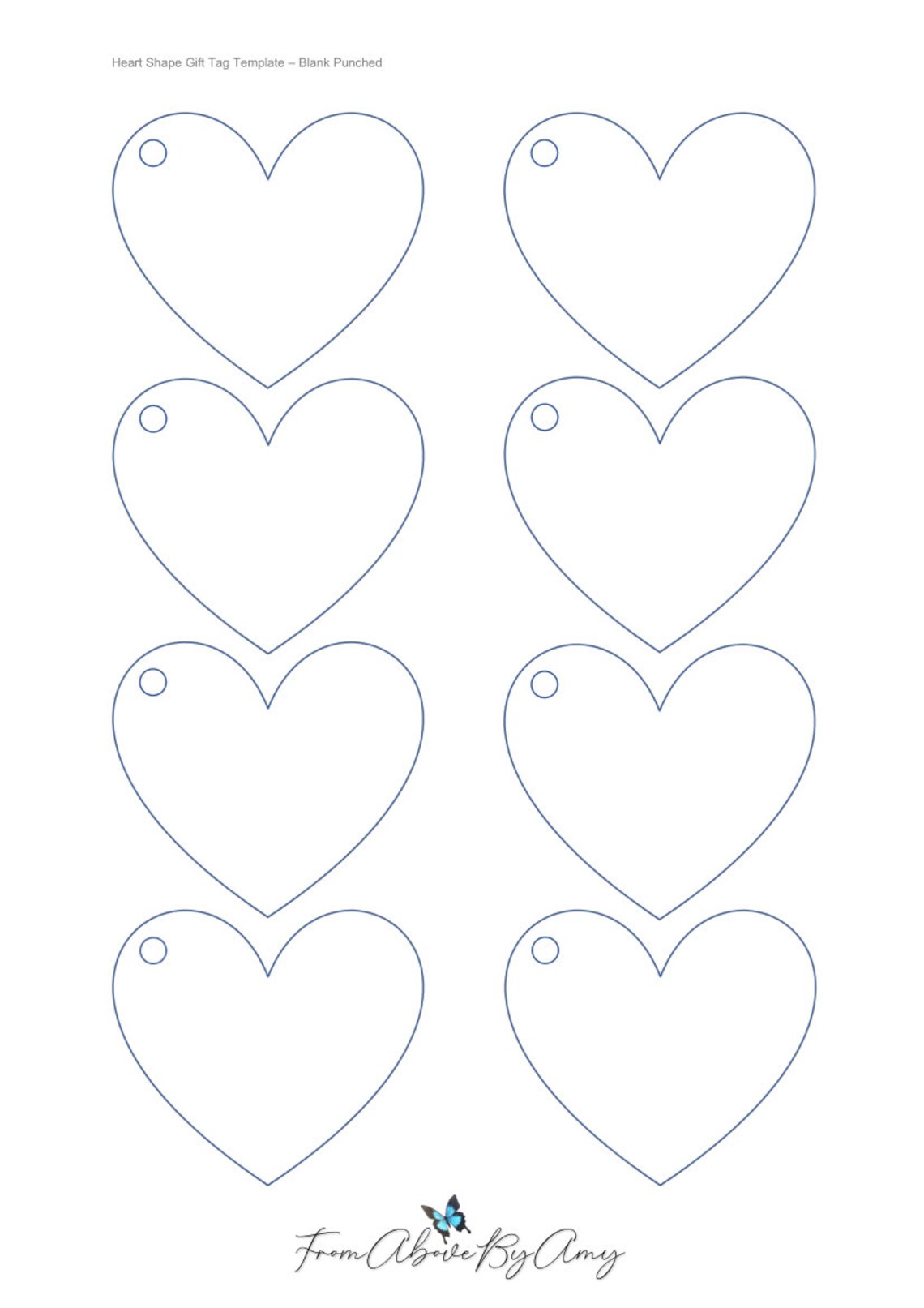 Blank Love Heart Shape Gift Tags | Printable A4 Template | Instant ...