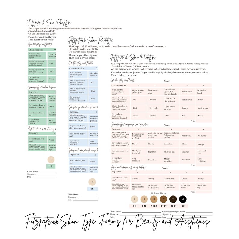 Fitzpatrick Skin Scale Chart - Etsy