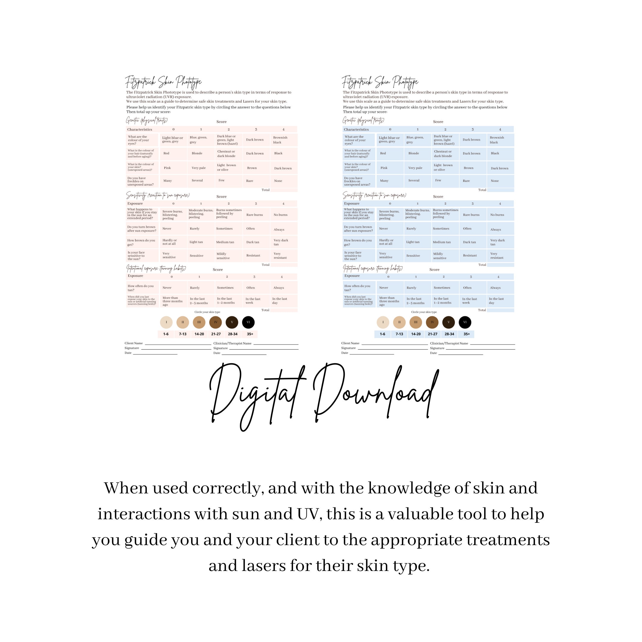Fitzpatrick Skin Scale Chart - Etsy Australia