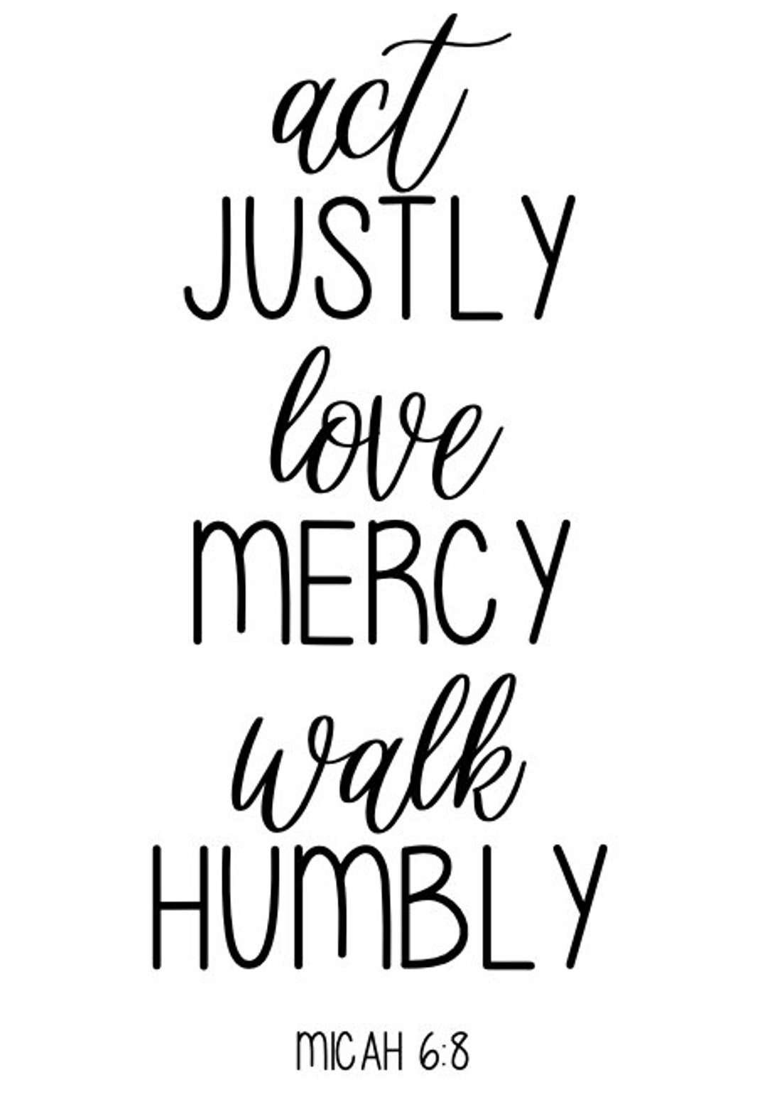 Micah 6:8 PRINT // Digital Modern Bible Verse Art - Etsy