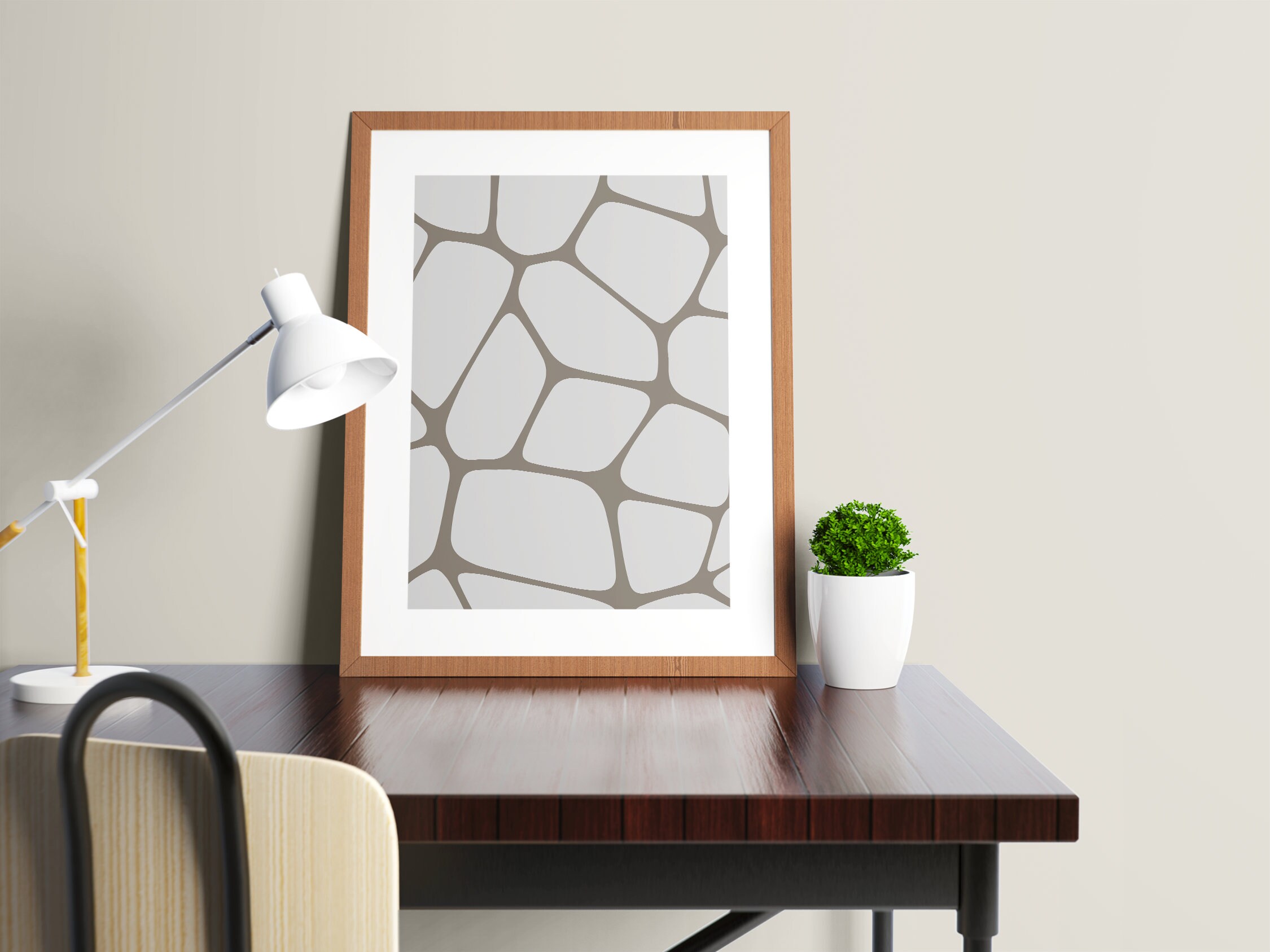 Abstract Shapes Illustration Poster, Minimal Neutral Tones Art ...
