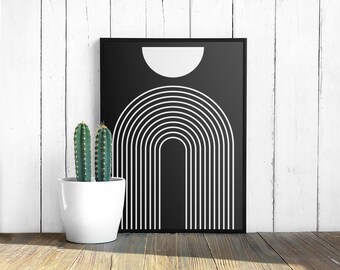 Black and White Abstract Poster - Etsy
