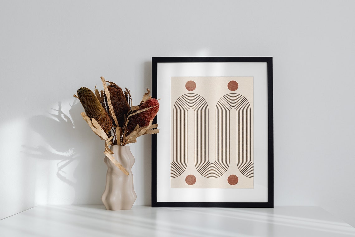 Minimal Neutral Tones Line Art, Printable Wall Art, Line Art Lover Gift ...