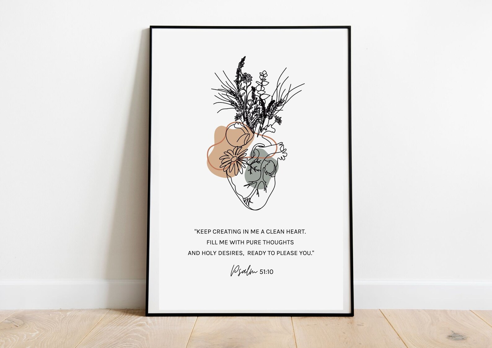 Psalm 51:10 Bible Verse Poster Wall Art Modern Christian Scripture Line ...