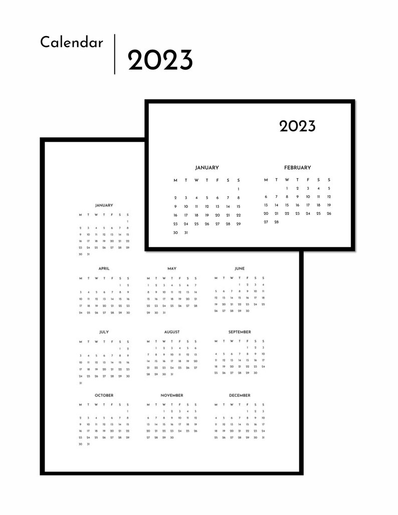 Large Printable Calendar 2023 - Etsy