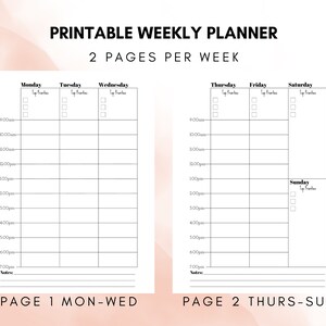 Printable Weekly Planner for Schedule Organization 9am - 7pm | Undated ...