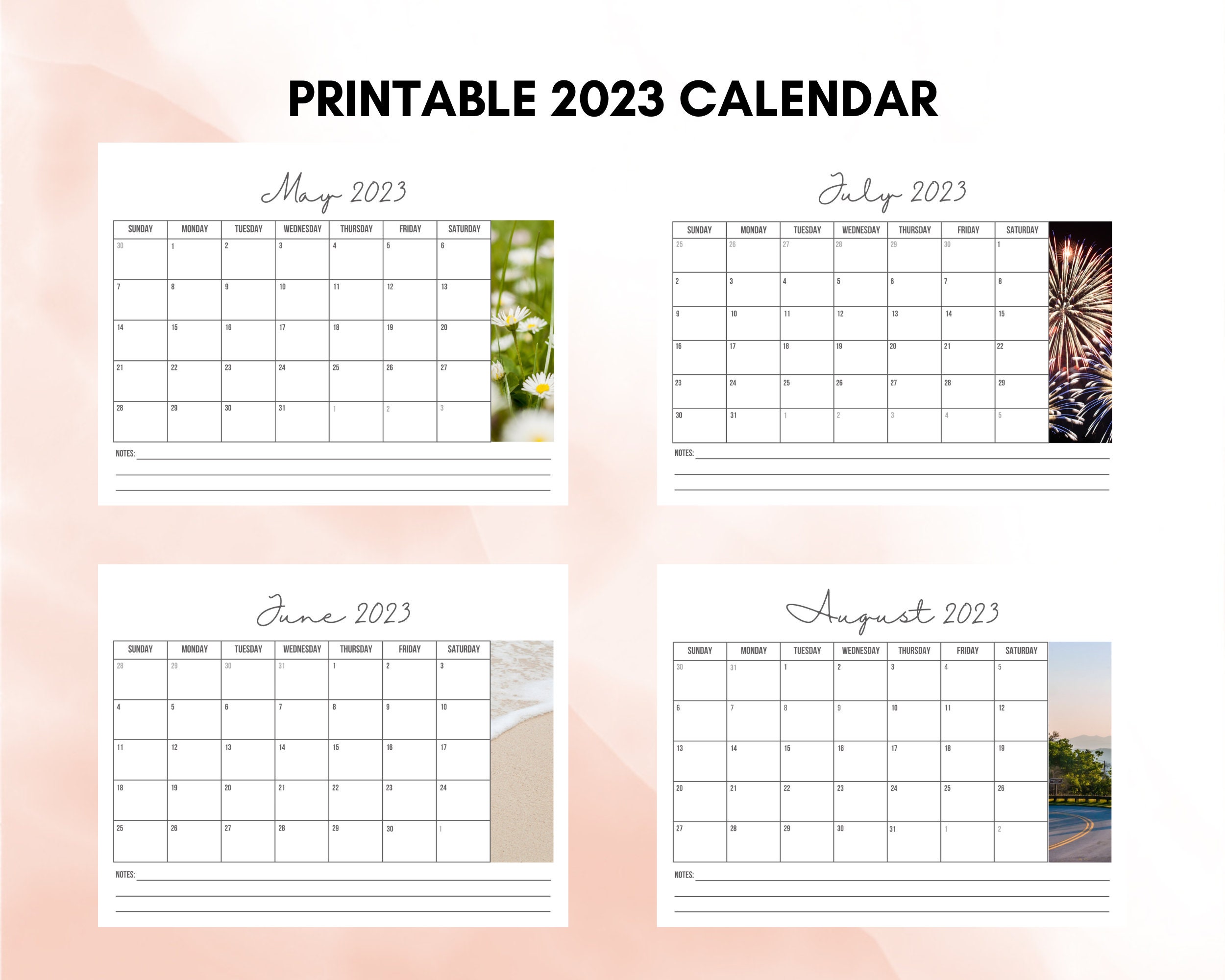 Printable 2023 Landscape Calendar | Customizable Canva Template 2023 ...