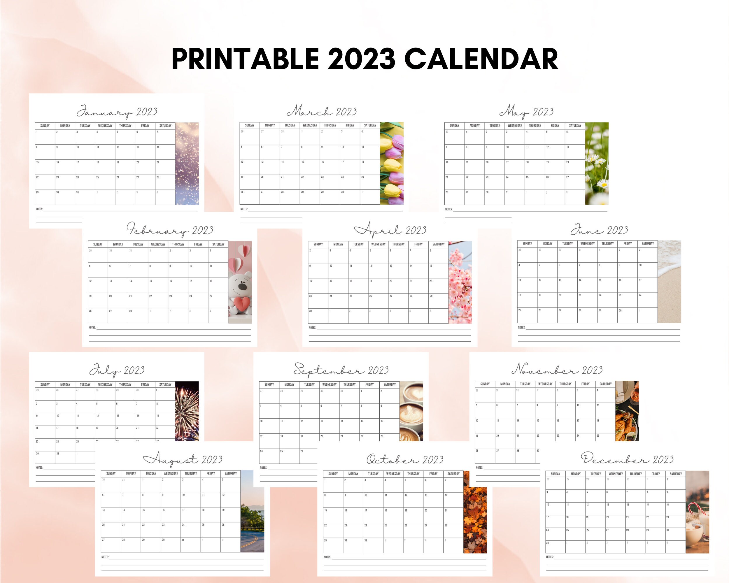 Printable 2023 Landscape Calendar | Customizable Canva Template 2023 ...