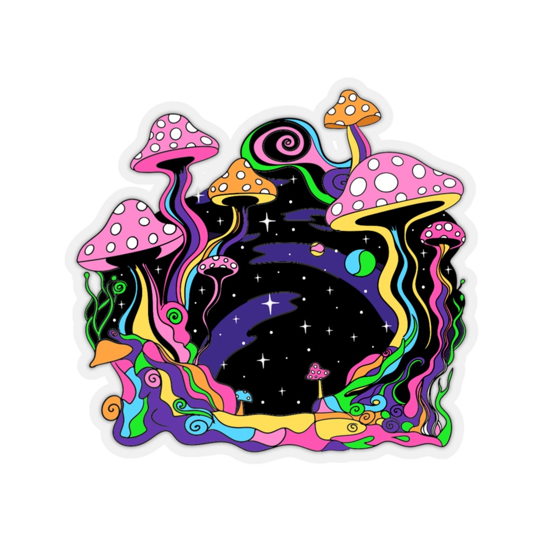 Mushroom Psychedelic Sticker Trippy Skull & Mushrooms - Etsy
